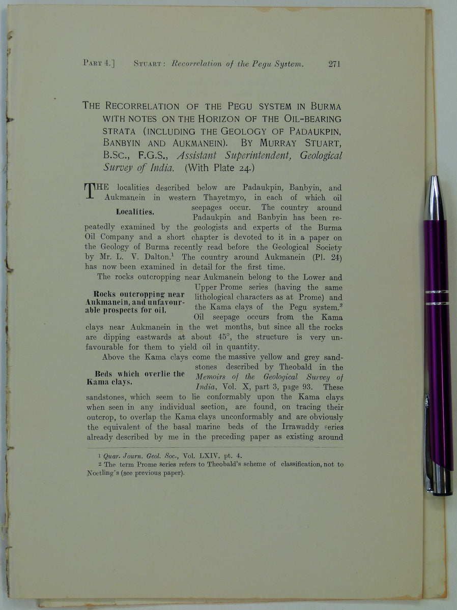 Myanmar. Stuart, M. (1910). ‘The Recorrelation of the Pegu System in B ...