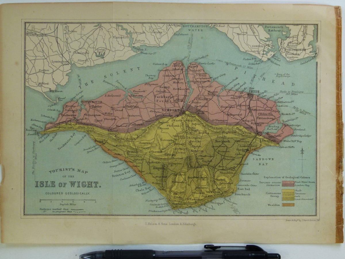 Isle of Wight (1886). ‘Tourist Map of the Isle of Wight, coloured Geol ...