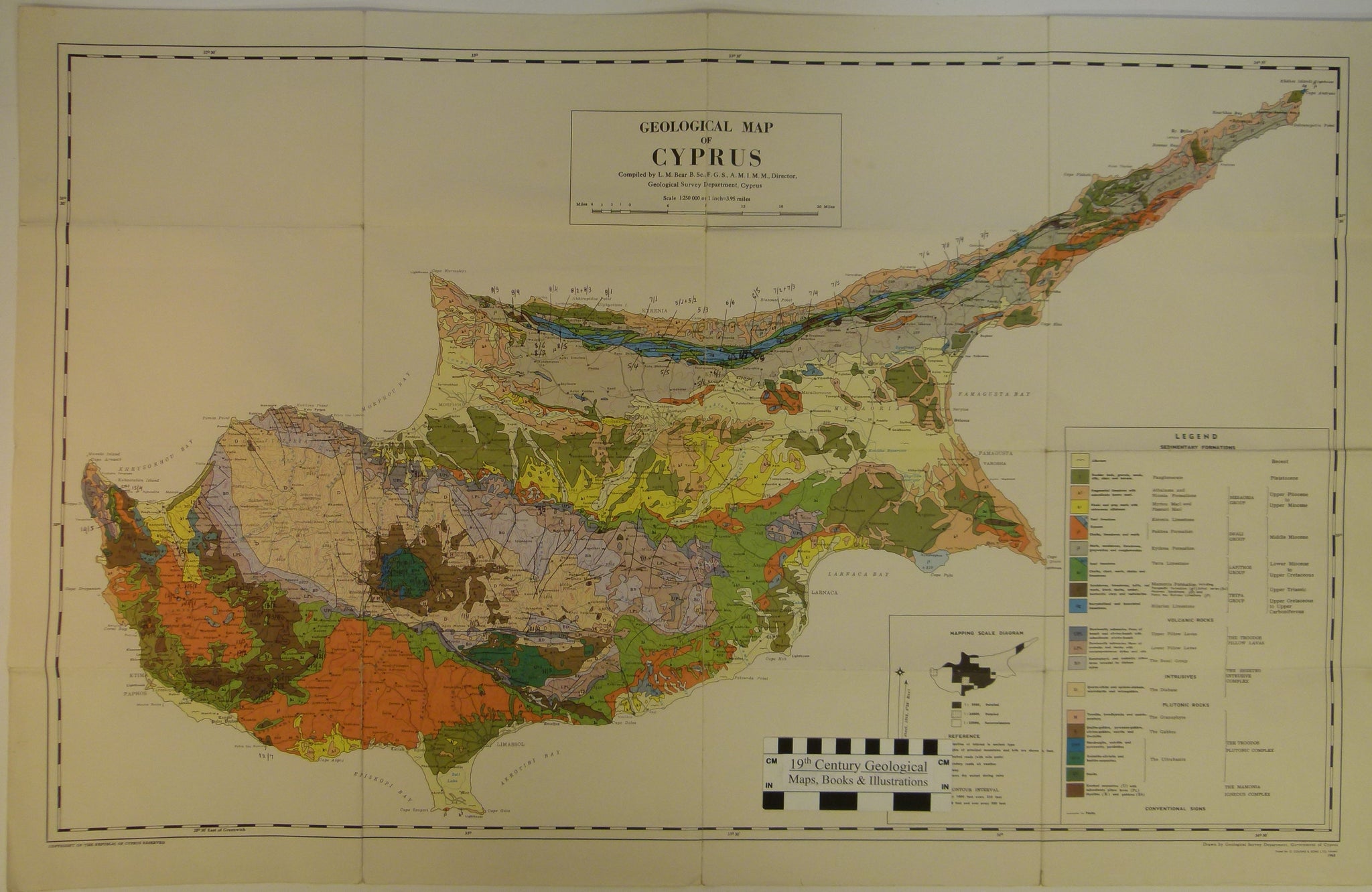 Cyprus, 1963. Geological Map of Cyprus. Geological Survey of Cyprus. 1 ...