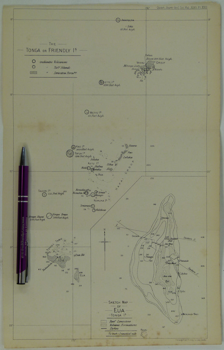 Lister, JJ. (1891). ‘[Geological Map of] the Tonga or Friendly Islands ...