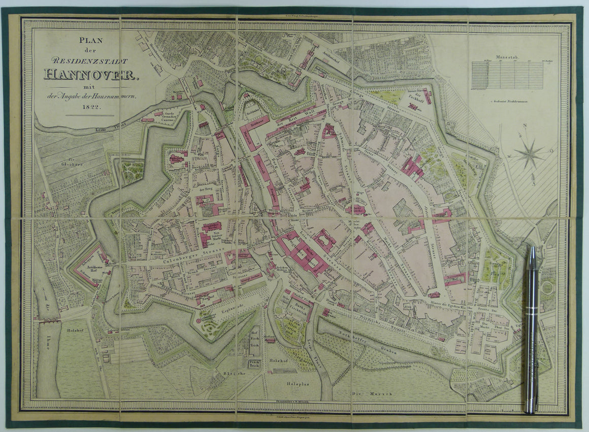 Hannover, Plan der Residenzstadt mit der Angabe der Hausnummern (1822 ...