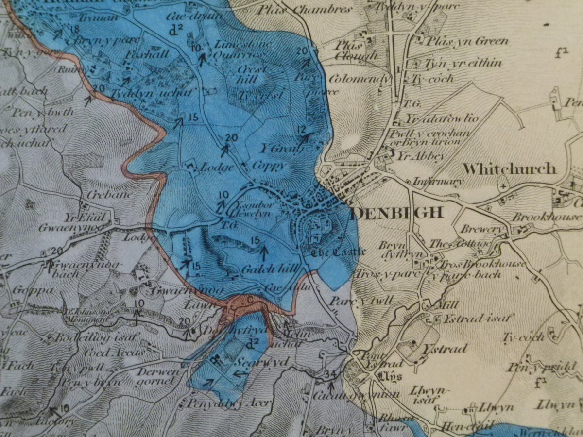 Sheet 79sw, Old Series 1". 1850. First edition. Denbighshire: Denbigh ...