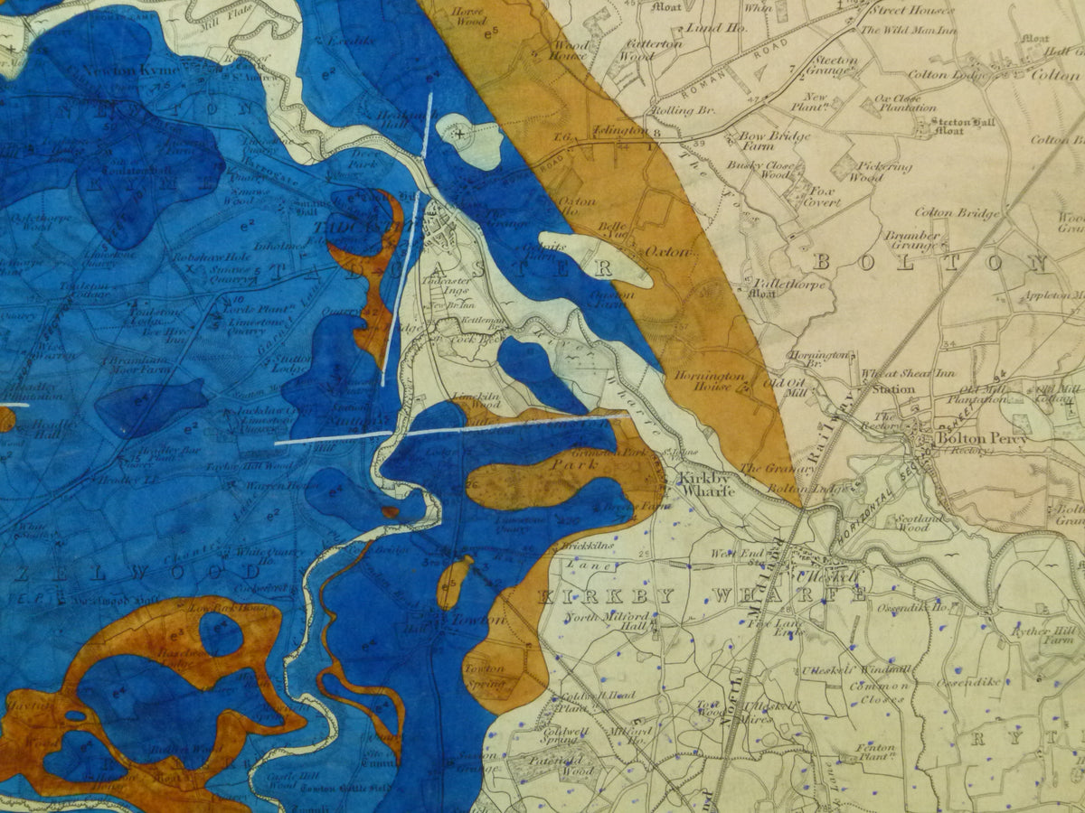 Sheet 93sw, Old Series 1". 1873. Yorkshire: Leeds, Wetherby. Hand-colo ...