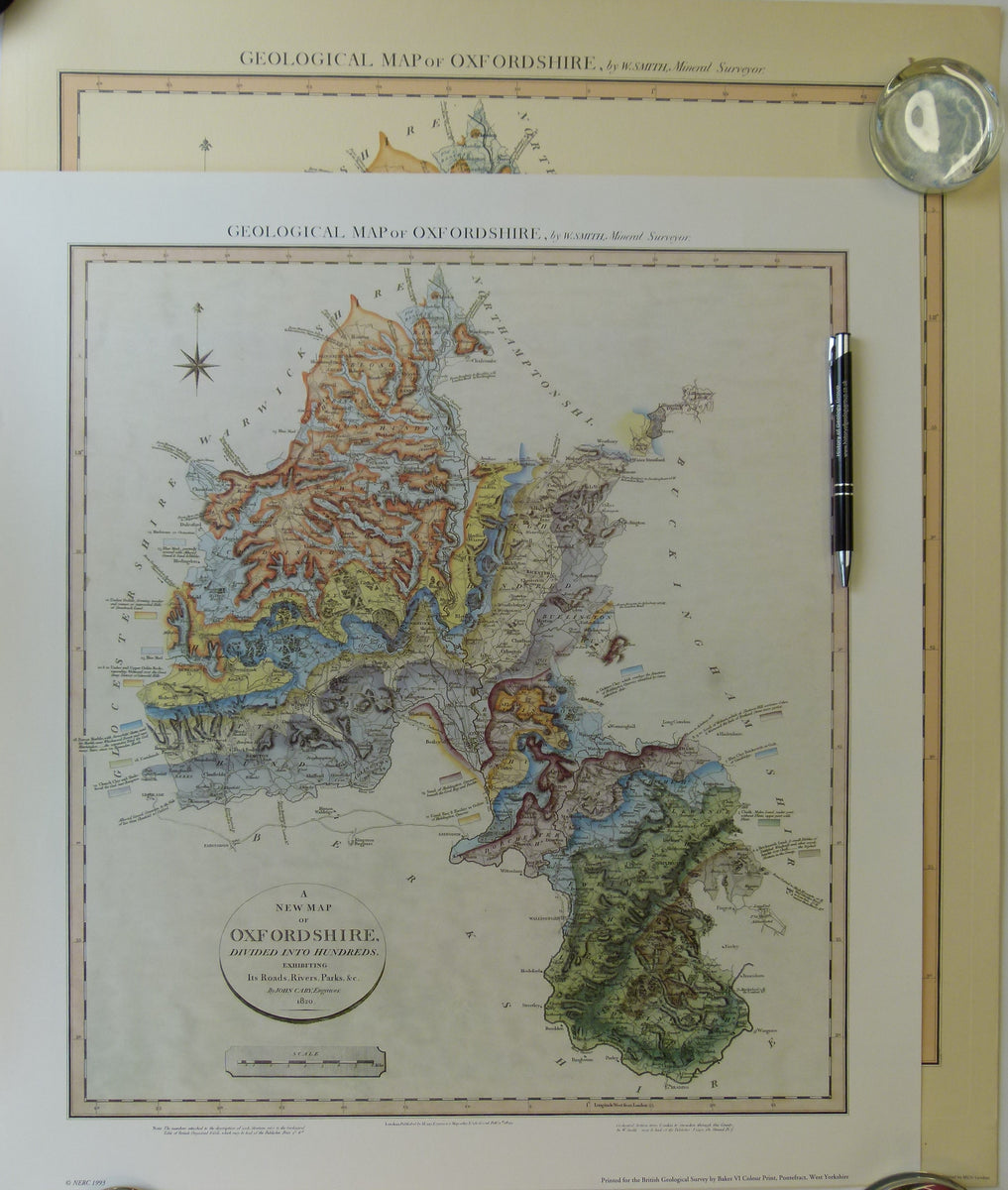 William Smith Geological Map of Oxfordshire of 1823. 1993 REPRO – 19th ...