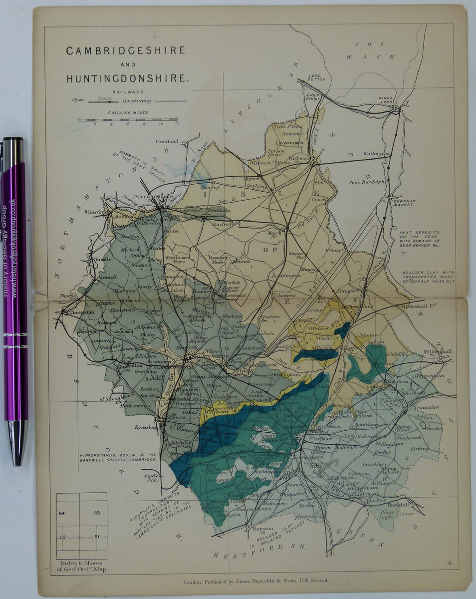 Cambridgeshire and Huntingdonshire (1889) counties geological map from ...
