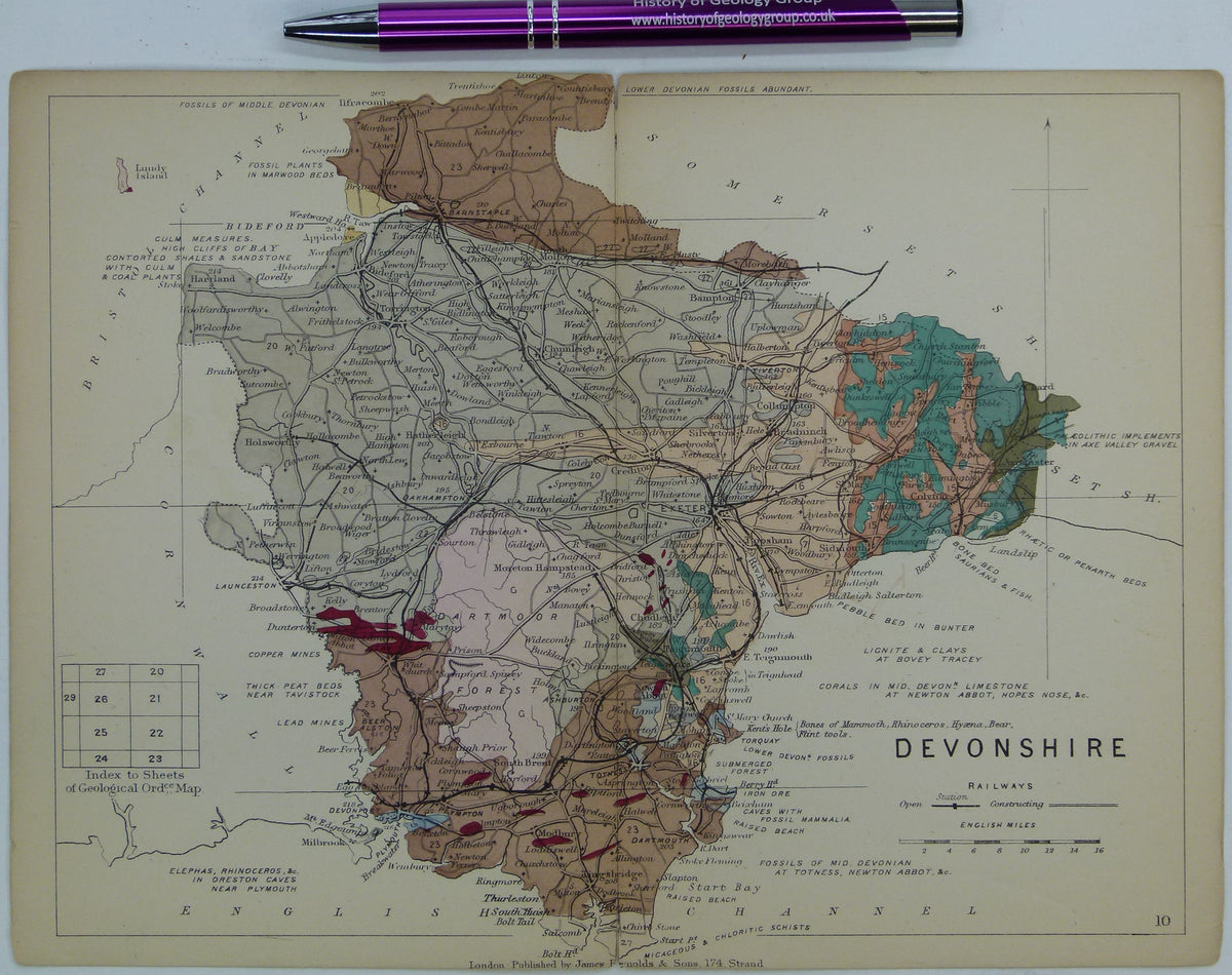 Devon (1889) county geological map from Reynolds’s Geological Atlas of ...