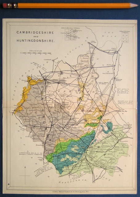 Cambridgeshire and Huntingdonshire (1913) counties geological map from ...